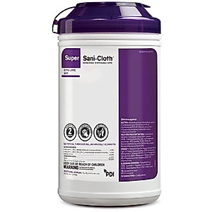 PDI Mfr#Q86984 Super SaniCloth Wipes XL 7.5" x 15" 65Canister by, White, 1 Count