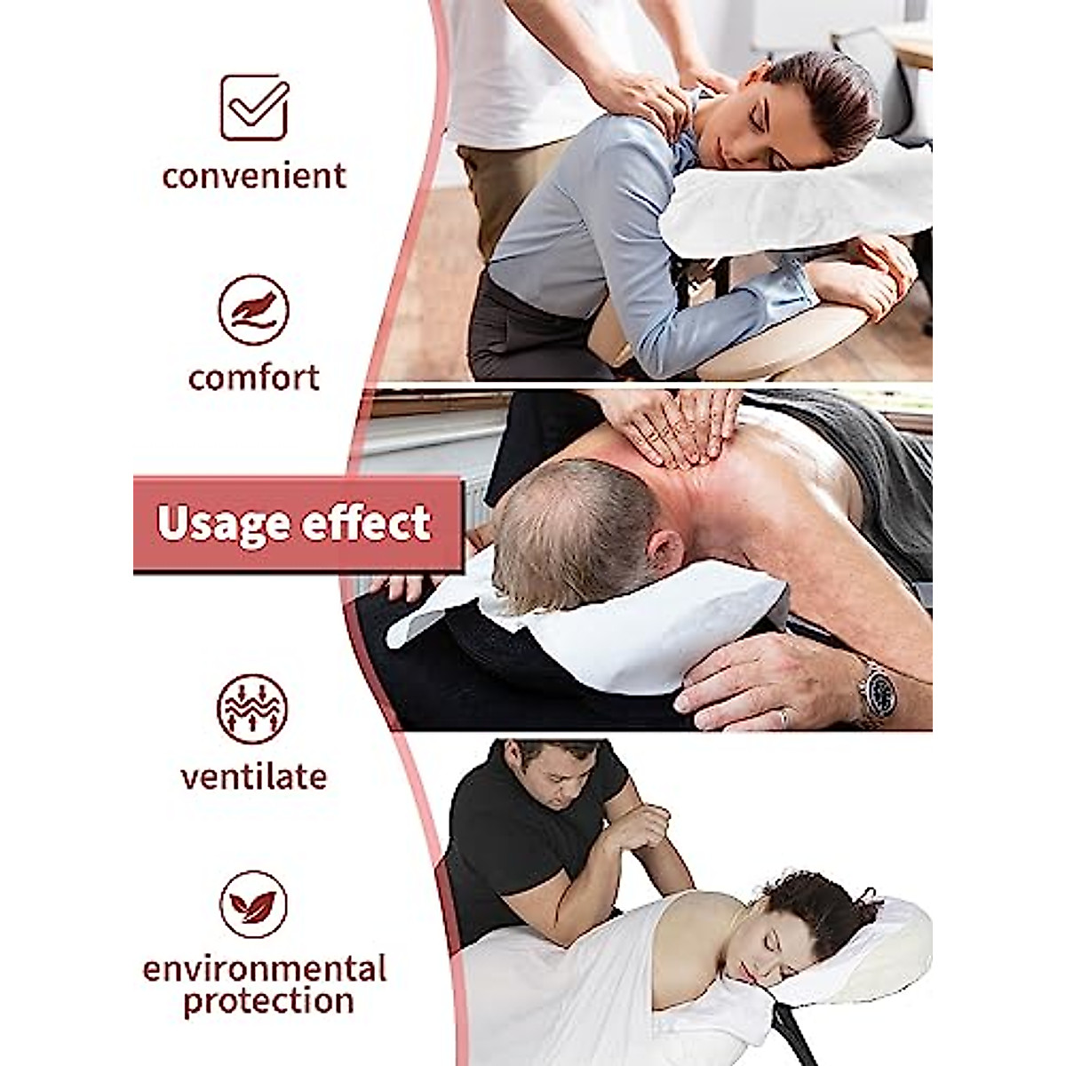 Disposable Face Cradle Covers, Kalolary Ultra Soft Non-Sticking Flat Face Rest Cover White Headrest Covers for Massage Tables, Chairs and Spa Bed (500pcs)