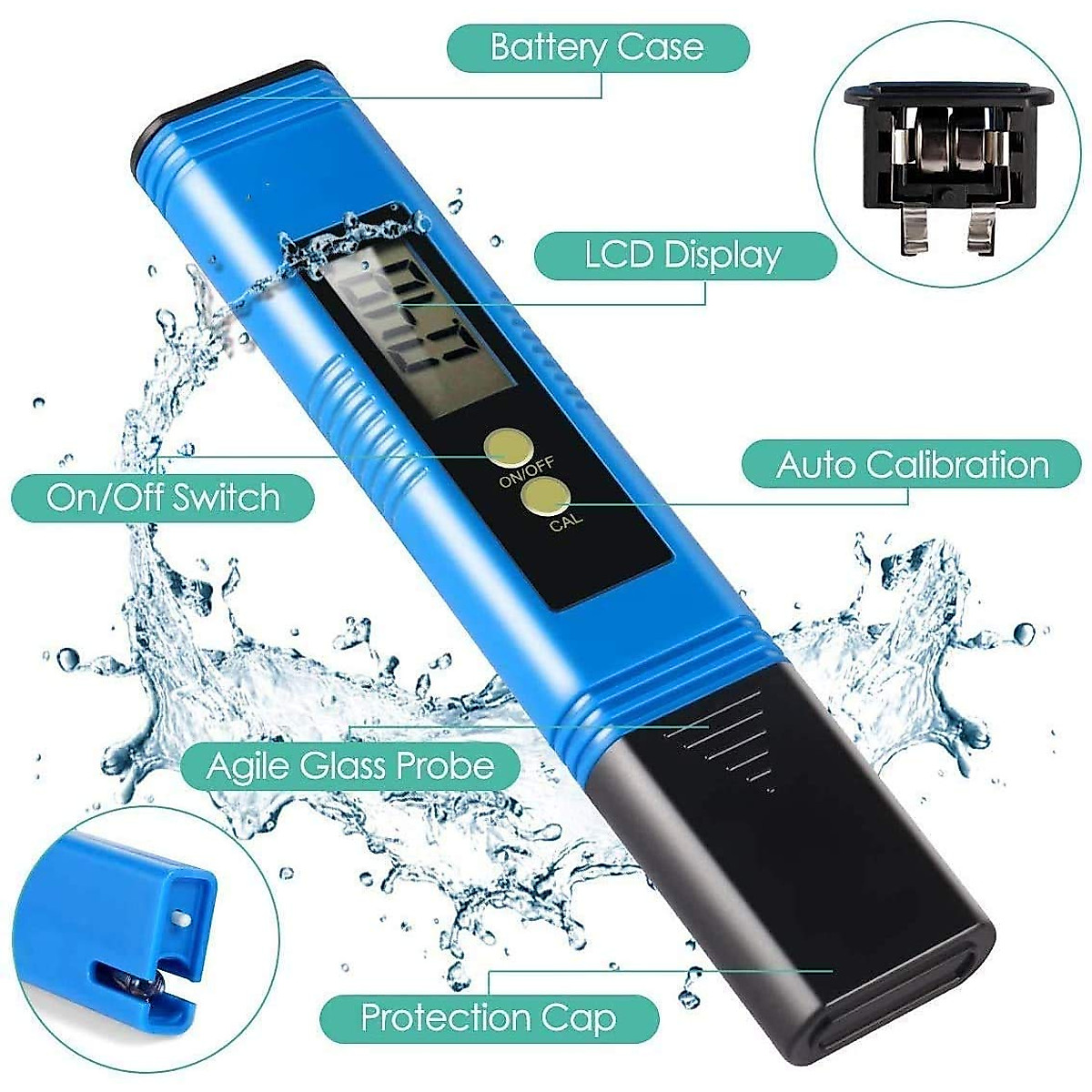 Digital PH Meter, PH Meter 0.01 Resolution Pocket Size High Accuracy Water Quality Tester,Accuracy Pocket Size with 0-14 PH Measurement Range,Suitable for Aquariums, Swimming Pools