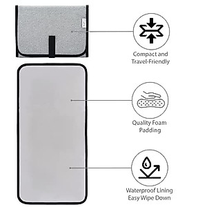 Baby Changing Pad, Portable Diaper Changing Pads for Newborn Girl & boy – Waterproof Travel Changing Station- Gift by Comfy Cubs (Grey, Compact)