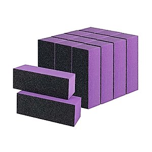 14 Pack Nail Buffer Block, Professional Manicure Tools, 100/180 Grit, Black Purple 3 Sides Nail Files Art Pedicure Manicure File