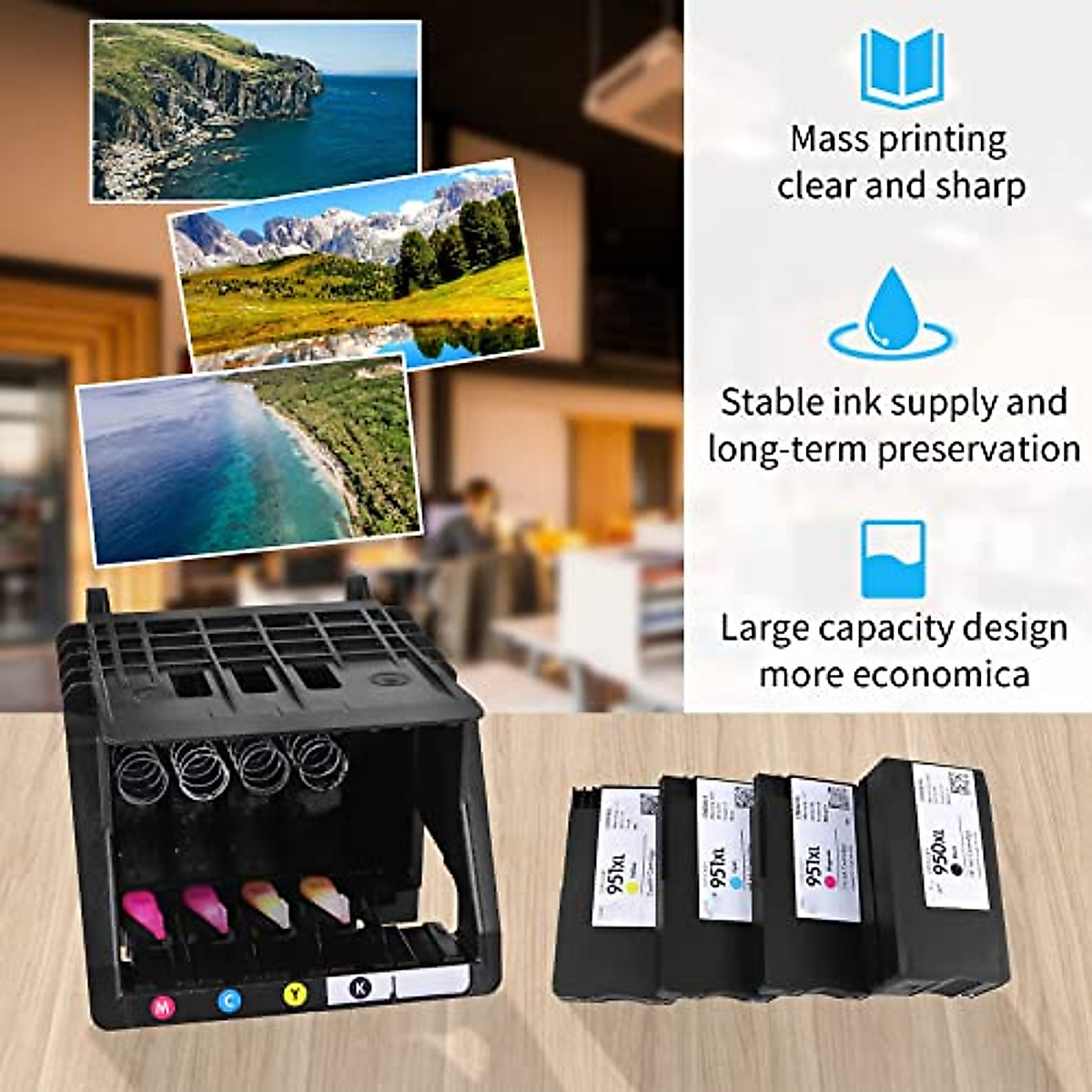 Ademon 950 951 950xl 951xl printhead Replacement Kit Compatible with HP Officejet Pro 8100 8600 8620 8610 8650 251DW 276DW Print Head，8600 Printer Head Printer Replacement Parts