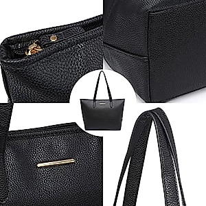 Vansarto Tote Bags for Women Vegan Leather Purses and Handbags Ladies Top Handle Satchel Shoulder Bags Hobo Bags, Black