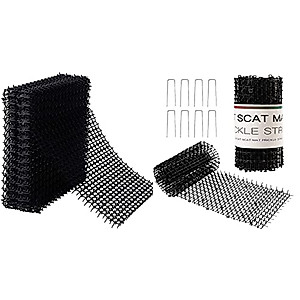 Hmyomina Cat Scat Mat with Spikes Prickle Strips Digging Stopper Pest Repellent Spike Deterrent Mat, 16 X 8 inch(12pack) and 8.FT