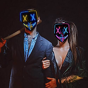 Stegosaurus 2 Packs LED Mask, Halloween Led Mask Light Up Mask with 3 Light Modes for Festival Party, 2 Colors