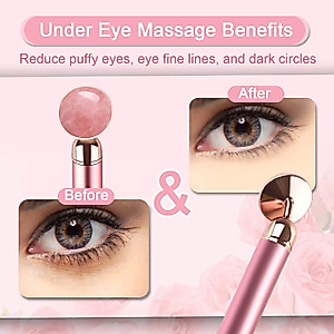 ZS ZESHIN Upgrade 2 in 1 Vibrating Jade Facial Massager Roller, Electric Rose Quartz Eye Face Roller to Press Skin Cream Oil for Anti-Aging Reducing Wrinkles and Glowing Youthful Skin Tone