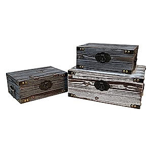 Wooden box, handicraft storage box, suitable for art hobby and family storage, handmade wooden box, commemorative gift jewelry box, collection box (10.62 * 7.51 * 4.33inch, Retro grey)