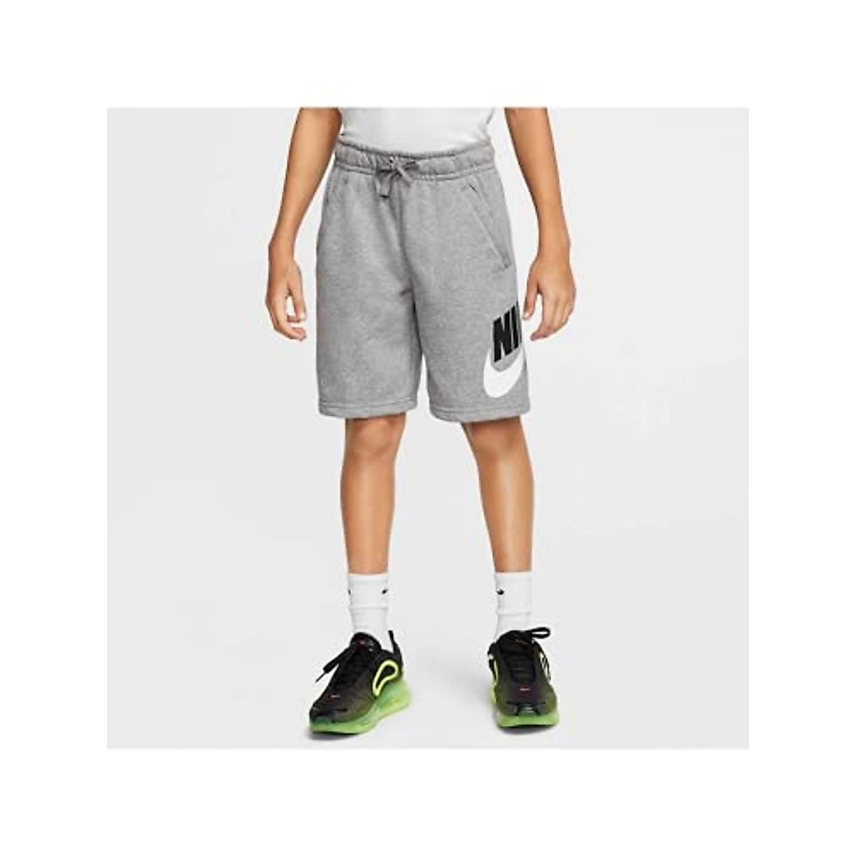 Nike Boy's Sportswear Club + HBR Fleece Shorts (Big Kids) Carbon Heather/Smoke Grey XL (18-20 Big Kid)
