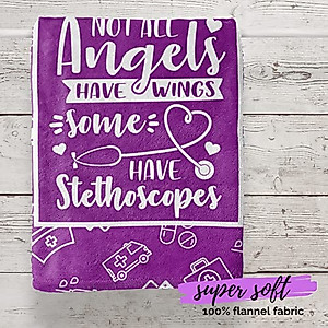 InnoBeta Nurse Blanket, Warm Soft Fuzzy Blanket for Women, Nurse Gift for Female Nurse, RN, Retired Nurse on National Nurse Day, Nursing School Graduation Throw Blanket for Bed, Couch-Purple