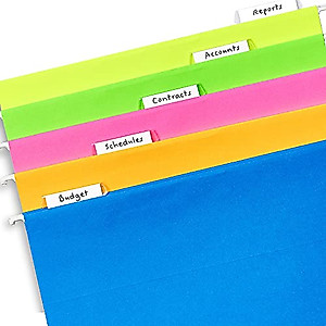 Avery Hanging File Folder Tabs and Inserts, 1/5 Cut, Clear, 6-Pack, 120 File Folder Tabs and Inserts Total (36727)