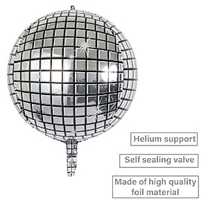laackys disco balloon, 6-pack 22 inch silver disco ball balloon decorations, 4D disco ball balloons for disco party decorations, 90s party decorations disco balls dancing queen party decorations