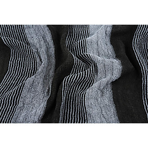 GERINLY Cotton-Linen Scarves Mens Stripe Crinkle Long Scarf Fashion Turban Shawl for Travel Male Wrap (Black)