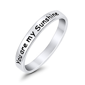 Blue Apple Co. Sterling Silver Size-9 You are My Sunshine Band Ring Round 925 Sterling Silver