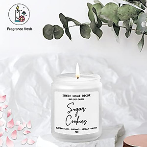 Winter Scented Candles Home Decor, Sugar Cookies, Buttercream + Caramel + Vanilla + Nutty, Winter Gifts for Women, 7oz Frosted Jar, 50 Hour Burn Time