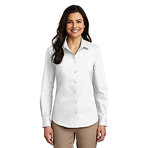 Port Authority Ladies Long Sleeve Carefree Poplin Shirt 3XL White