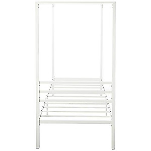Zinus Patricia White Metal Canopy Platform Bed Frame, Twin & 6 Inch Foam and Spring Mattress/CertiPUR-US Certified Foams/Mattress-in-a-Box, Twin