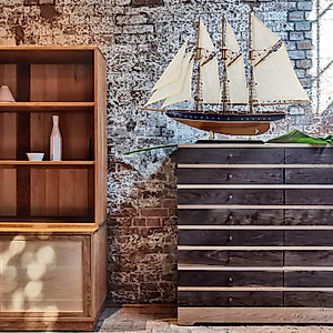 NAUTIMALL 25" Wooden Sailboat Model Sailing Yacht Atlantic Schooner Ship Scale Replica Nautical Home Decor Display Collection Watercraft