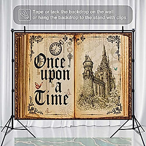KIKIDOR Fairy Tale Book Backdrop Once Upon A Time Old Castle Royal Family Princess Romantic Storybook Photography Background Wedding Bride Shower Party Decor Portrait Photo Booth Props 10x7ft ZYKI0218