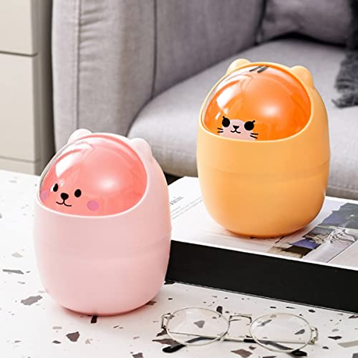 Cabilock Kawaii Things Kawaii Things Desktop Bin Plastic Home Lovely Bucket Can Garbage Shake Mini for Trash Office with Creative Lid Storage Container Cartoon Strawberry Kitchen Cute Bins