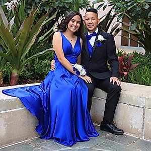 Yoreuoia Custom Women 's Bridesmaid Dresses Plus Size with Pocket Double V Neck Chiffon Maid of Honor Dress for Wedding Guest Rust US20W