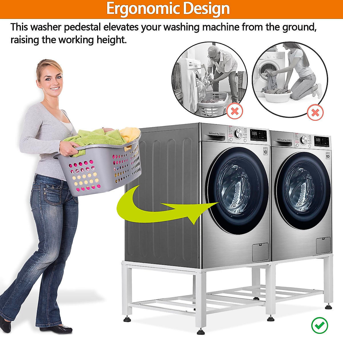 Talustool Premium Washer and Dryer Pedestal Stand Metal Steel Washing Machine Base Heavy Duty Universal Fit Total 1400lbs Capacity Washer Dryer Stand 58 x 29 x 15 Inch (2 pack)…