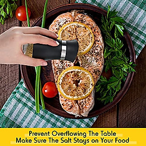 2 Pieces Salt and Pepper Shakers Set, Spice Dispenser with Stainless Steel Lid Pour Holes Glass Refillable Pepper Shaker Seasoning Cans for Home, Restaurant, Canteen (Black, White)