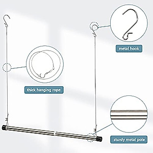 Double Closet Rods for Hanging Clothes, 15 to 39 Inch Adjustable Hanging Closet Bar - Heavy Duty Closet Poles Extender for Wardrobe Storage, Silver