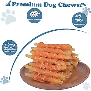 Pawant Dog Treats Soft Chews Rawhide Free Chicken Wrapped Cod Sticks for Puppy Training Snacks Dog Chews Treats 1lb/454g