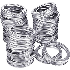 24 Pieces Regular Mouth Canning Jar Replacement Metal Rings Practical Screw Jar Bands Leak Proof Tinplate Metal Bands Rings, Compatible with Mason Jar (Silver)