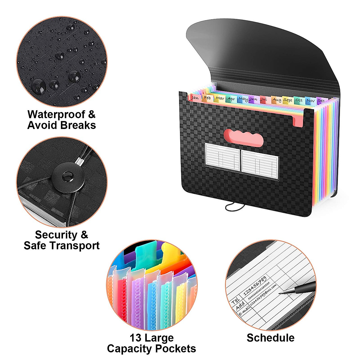 Moptrek nding File Folder Letter Size Accordion Wallet Folder with 13 Pockets A4 Magnetic Wireless Charger, Wireless Magnetic Cell Phone Charger