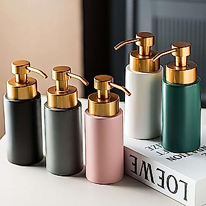 Glass soap Dispenser with Pump-Broad, Ceramic Foaming Soap Dispenser, Marble Foam Soap Dispenser with Gold Pump, Hand Foaming Dispenser for Barthroom Accessories-Grey-Solid Color (Color : Black, Si