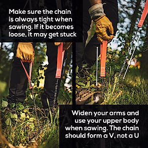 Nordic Pocket Saw 36 Inch Pocket Chainsaw with 50 Bi-Directional Teeth for Clearing Trails - Handy Backpacking Saw with Extra Large Nylon Handle Loops - for Survival and Emergency Situations