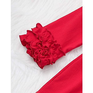 AGAPENG Toddler Girl Valentine's Day Baby Clothes Ruffle Long Sleeves Heart Pants 3Pcs Baby Girl Outfits 2 3 T Red