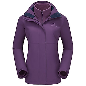 CAMELSPORTS Womens Ski Jackets Waterproof Fleece Snow Coat 3 in 1 Snowboarding Jackets Winter Warm Windbreaker Raincoat Outdoor