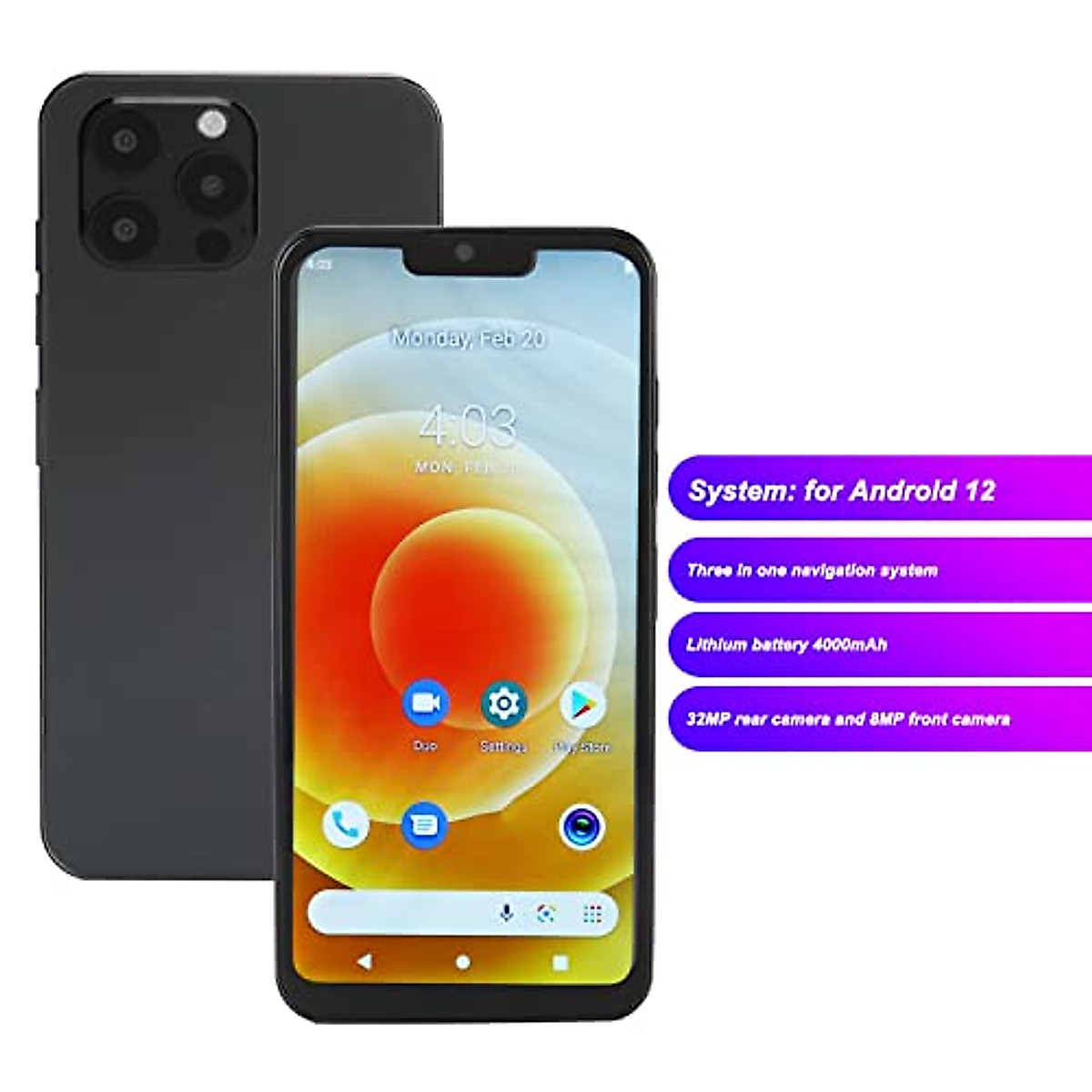 Yoidesu I13pro Max Unlocked Cell Phone, 6.1in HD Full Screen Smartphone for Android, 4GB RAM 64GB ROM 4000mah 8MP 16MP Dual Camera, Dual Card 4G 5G WiFi Mobile Phone (US Plug)
