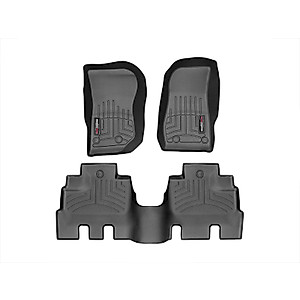 WeatherTech Custom Fit FloorLiners for Jeep Wrangler Unlimited 4-Door, Wrangler JK Unlimited 4-Door - 1st & 2nd Row (44573-1-2), Black