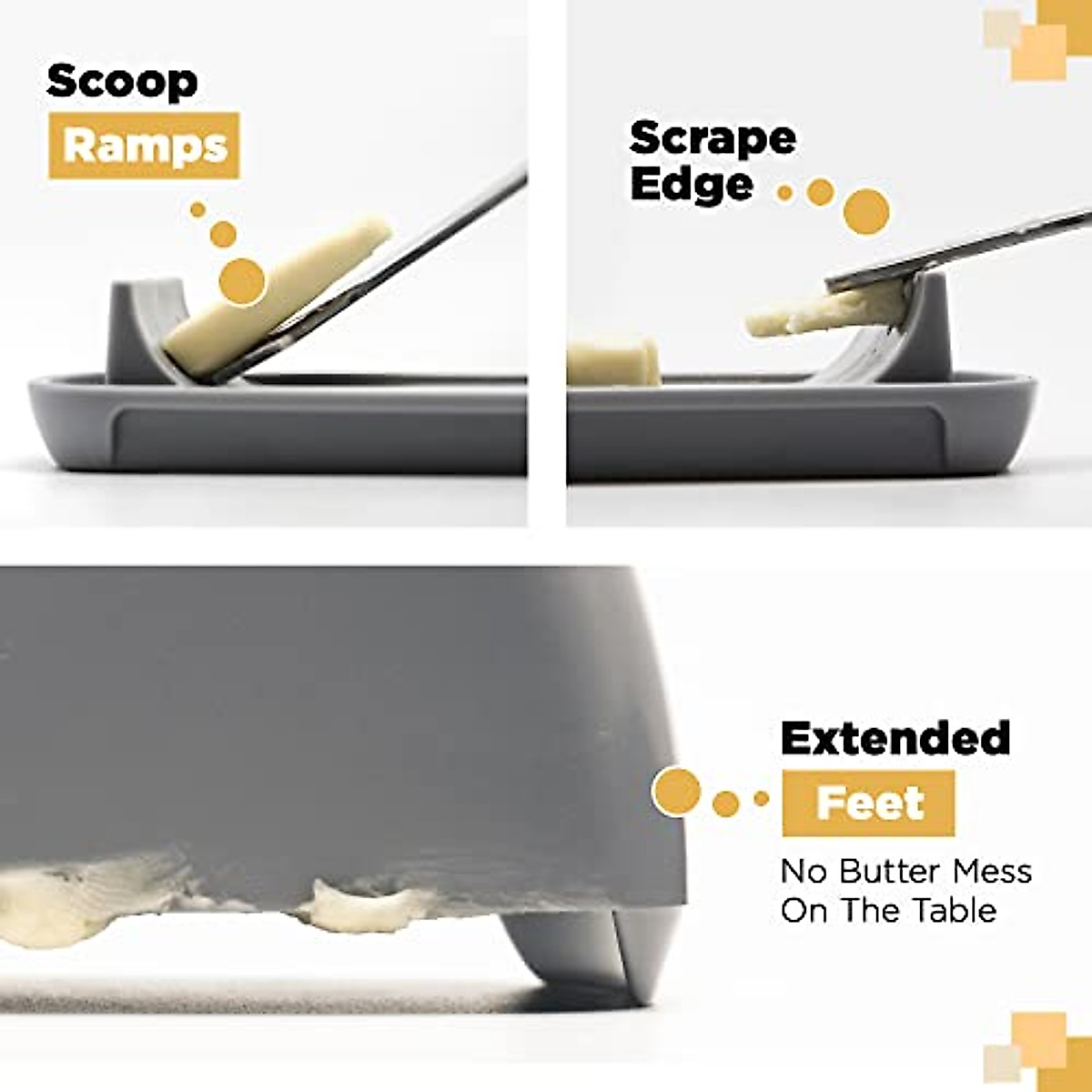 Butter Hub Butter Dish with Lid, Butter Keeper for Countertop, Easy Scoop, No Mess Lid, Dishwasher Safe (Clear)