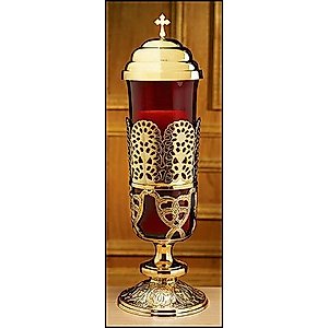 Ornate Sanctuary Lamp with Ruby Sanctuary Globe