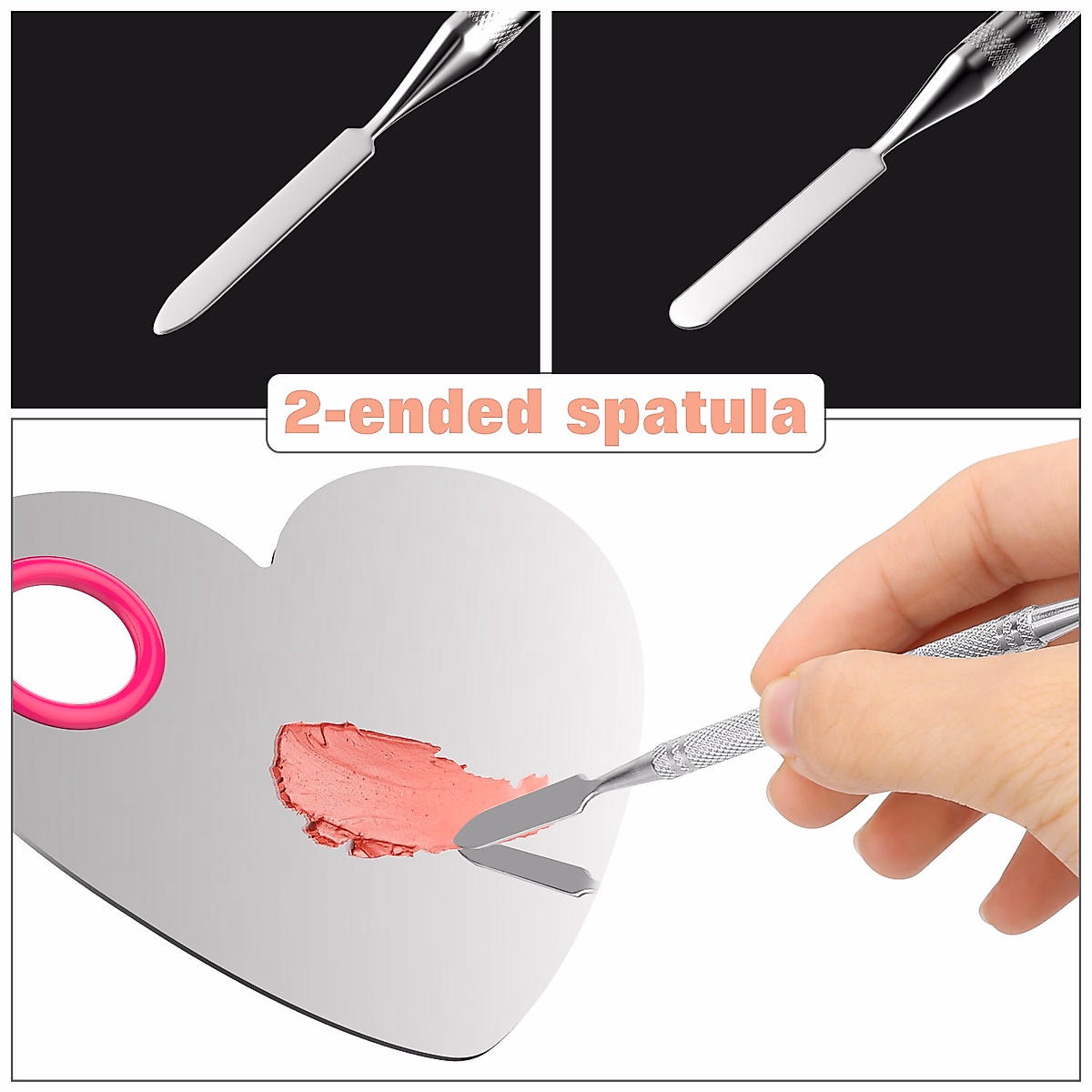 Luxspire Makeup Mixing Palette, Stainless Steel Cosmetics Makeup Palette Foundation Cream Mixing Blending Artist Tool Makeup Tools with Spatula for Eyeshadow, Lipsticks, Nail Art