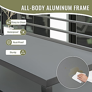 Domi Outdoor Kitchen Series, Modular Kitchen Island Counter with Whole Aluminum Finish & Shelf & Wall Hanging & Countertop & Storage Box & Cover, BBQ Grill Table for Deck Patio, Dark Gray