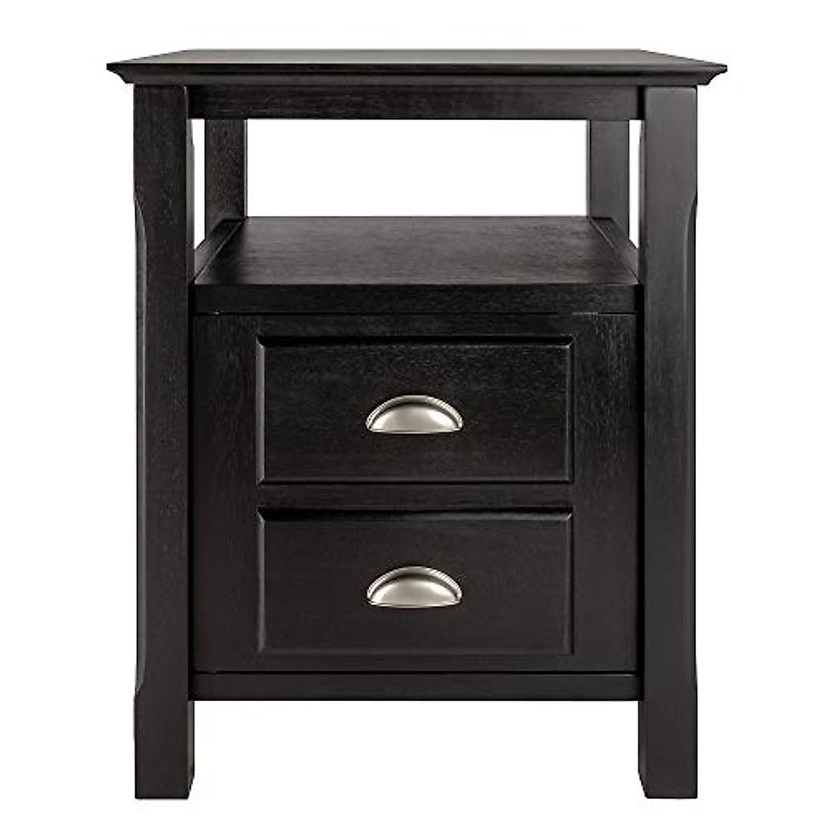 Winsome Solid Wood 2 Drawer Timber Night Stand Black Finish