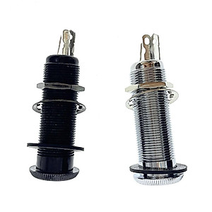 KAISH 6.35mm Brass Mono Guitar Bass Barrel Jack Socket Cylinder Input Output Jack with 3 Pins Chrome