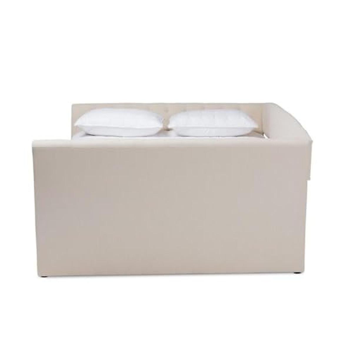 Baxton Studio Delora Modern and Contemporary Beige Fabric Upholstered Full Size Daybed with Roll-Out Trundle Bed