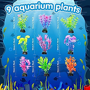 Fish Tank Decorations, Artificial Aquatic Plants and Artificial Fishes Floating Decorations for Small Aquarium, Plastic Fake Fish,Turtles,Goldfish,Tropical Fish for Fish Bowl Decoration (25 Pcs)