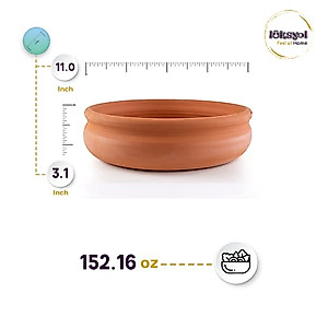 Luksyol Clay Pan For Cooking, Pan for Mexican Indian Korean Dishes, Handmade Cookware, Clay Pot or Oven, Terracotta Pot, Clay Pot For Cooking, Unglazed Clay Pots For Cooking, Clay Oven Pan 11 Inches
