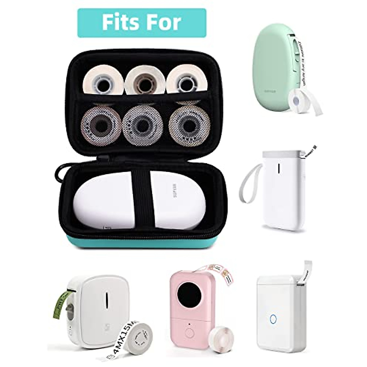 Phomemo Label Printer Case Hard Carry Case Compatible D30/Q30S/D35/M110 Label Printer, Label Maker Labeler Storage Holder, Green