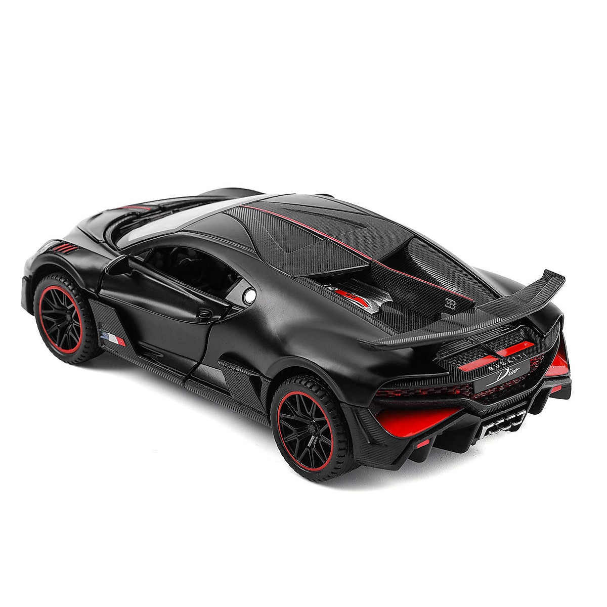 Bugatti Divo Diecast Metal Model Cars for Boy Toys Age 3-12 Pull Back Vehicles with Music Doors and Hood Can Be Opened(Black)
