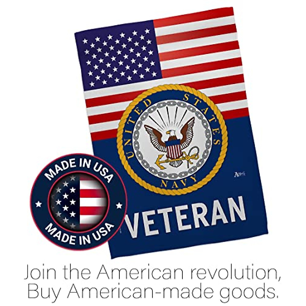US Navy Veteran Garden Flag - Armed Forces USN Seabee United State American Military Retire - House Decoration Banner Small Yard Gift Double-Sided Made In USA 13 X 18.5