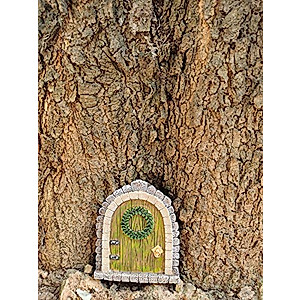 MUAMAX Fairy Garden Door Accessories Miniature Fairy Doors Wall Indoor/Outdoor Mystical Door for Tree Trunk (Brown)