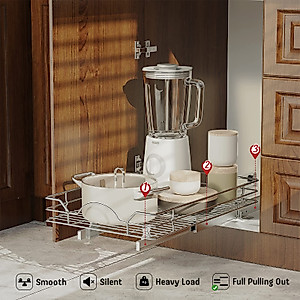 LOVMOR Pull Out Cabinet Organizer and Storage 11" W x 18" D, Slide Out Shelves for Kitchen Cabinets